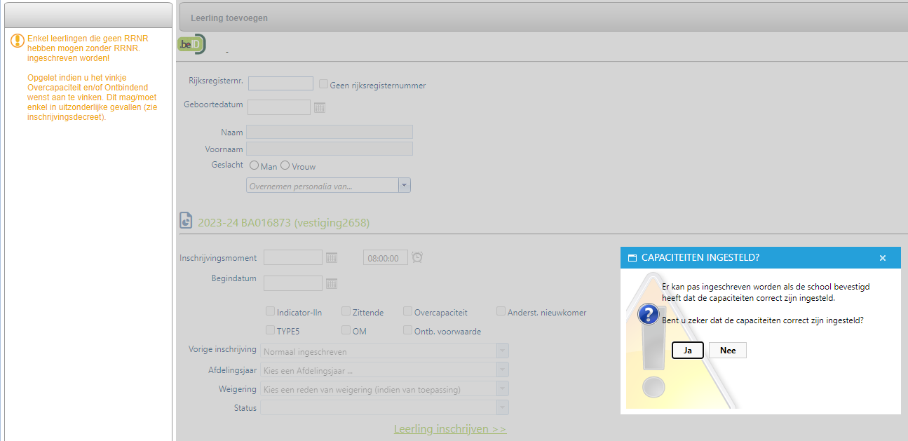 Capaciteiten instellen - Gewoon basisonderwijs vanaf schooljaar 2023-24 – Informat support